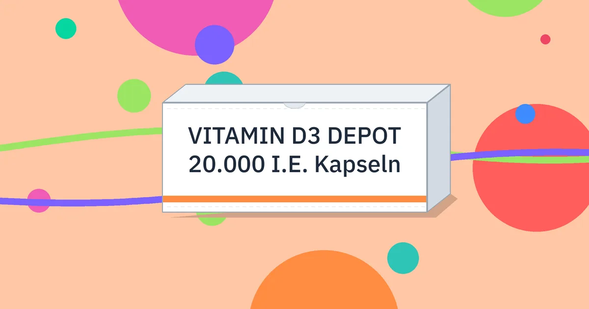 Symbolbild: Packung mit der Aufschrift VITAMIN D3 DEPOT 20.000 I.E. Kapseln (PZN 15869175) – Verfügbarkeit und Bezug in Apotheken in Frankfurt am Main