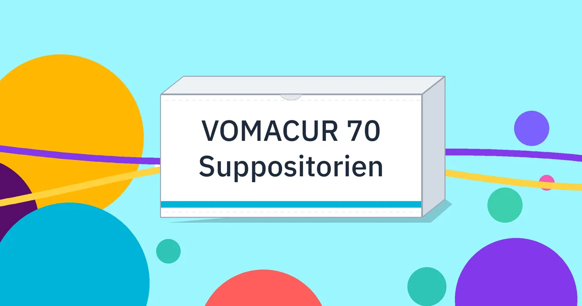 Symbolbild: Packung mit der Aufschrift VOMACUR 70 Suppositorien (PZN 03879636) – Verfügbarkeit und Bezug in Apotheken in Frankfurt am Main