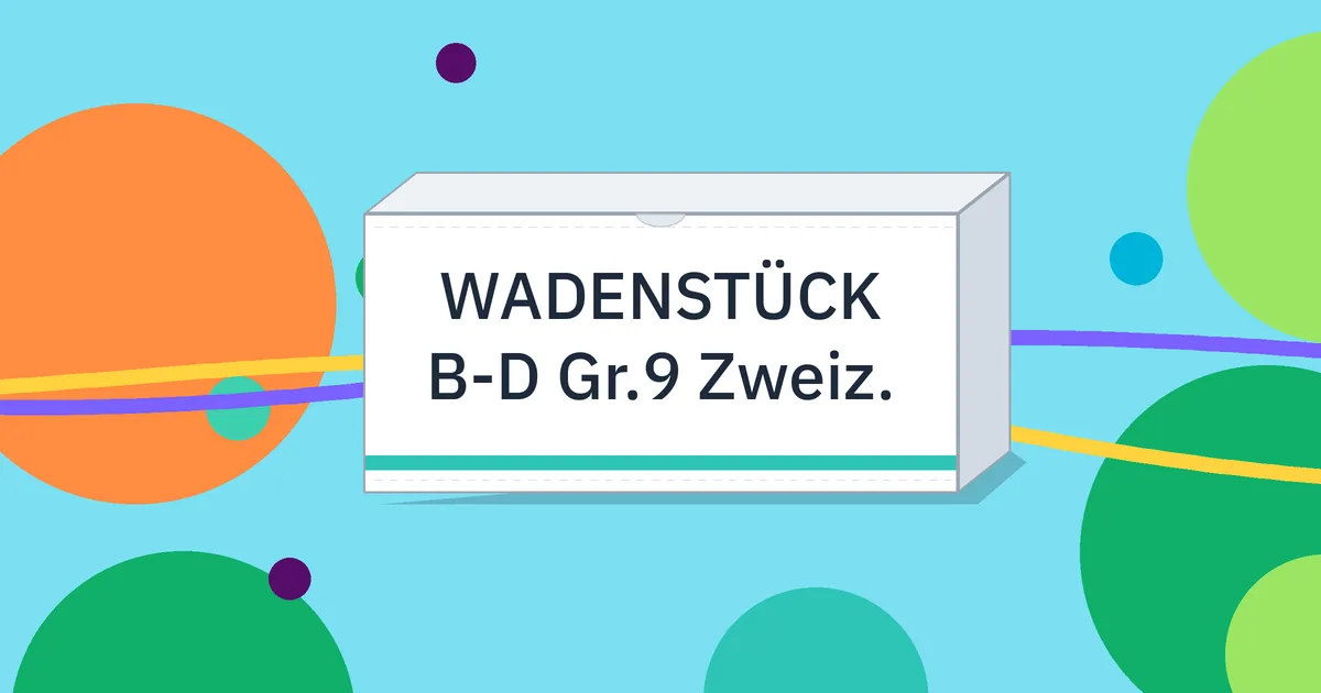Symbolbild: Packung mit der Aufschrift WADENSTÜCK B-D Gr.9 Zweiz. (PZN 02010072) – Verfügbarkeit und Bezug in Apotheken in Frankfurt am Main