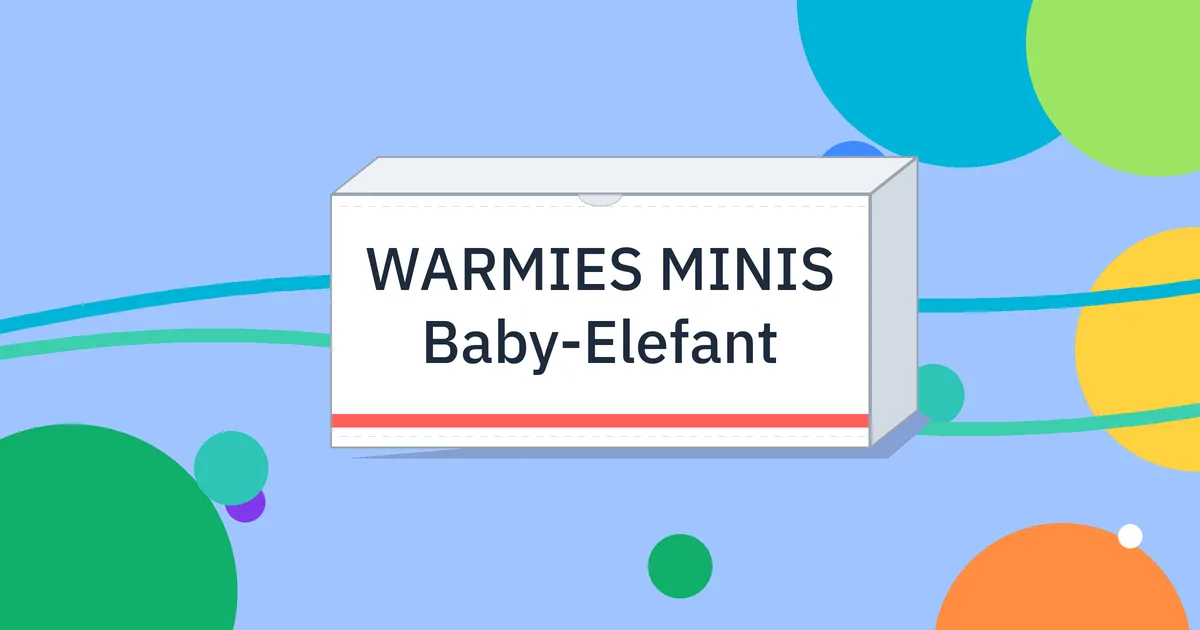 Symbolbild: Packung mit der Aufschrift WARMIES MINIS Baby-Elefant (PZN 17418123) – Verfügbarkeit und Bezug in Apotheken in Frankfurt am Main