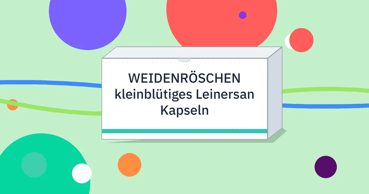 Symbolbild: Packung mit der Aufschrift WEIDENRÖSCHEN kleinblütiges Leinersan Kapseln (PZN 20184947) – Verfügbarkeit und Bezug in Apotheken in Frankfurt am Main