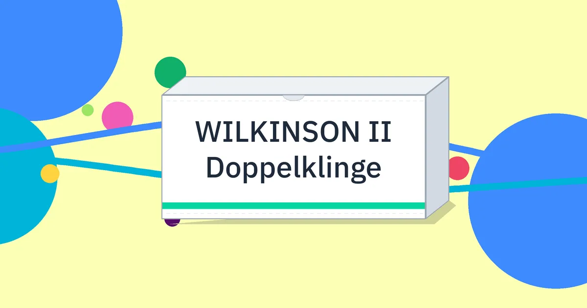 Symbolbild: Packung mit der Aufschrift WILKINSON II Doppelklinge (PZN 02293213) – Verfügbarkeit und Bezug in Apotheken in Frankfurt am Main