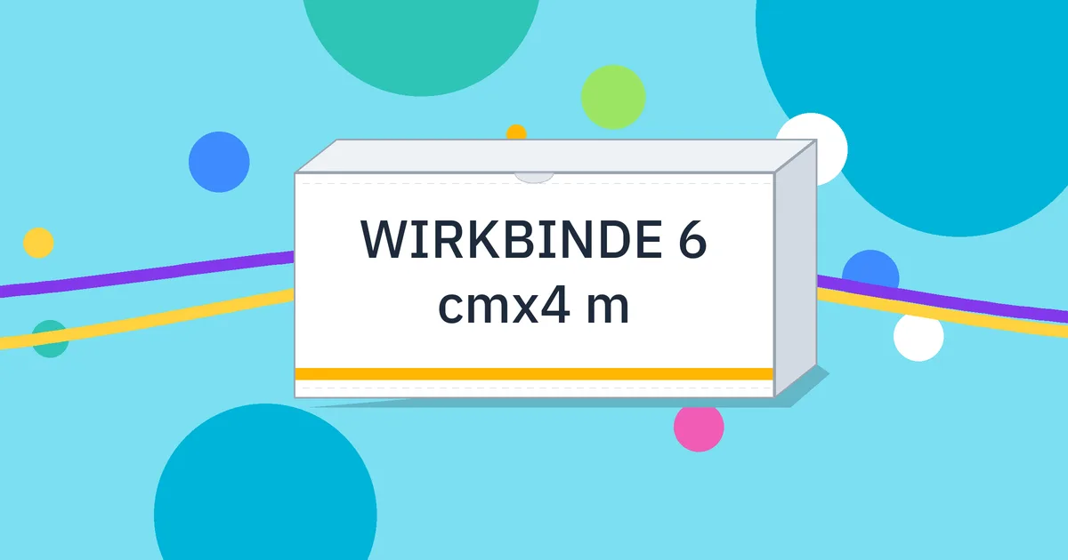 Symbolbild: Packung mit der Aufschrift WIRKBINDE 6 cmx4 m (PZN 04493620) – Verfügbarkeit und Bezug in Apotheken in Frankfurt am Main