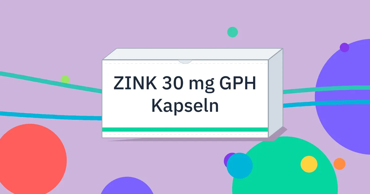 Symbolbild: Packung mit der Aufschrift ZINK 30 mg GPH Kapseln (PZN 12635614) – Verfügbarkeit und Bezug in Apotheken in Frankfurt am Main