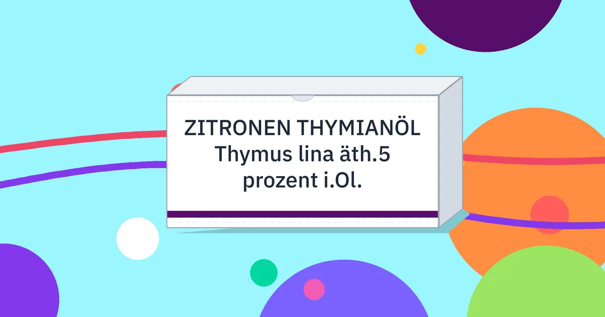 Symbolbild: Packung mit der Aufschrift ZITRONEN THYMIANÖL Thymus lina äth.5 prozent i.Ol. (PZN 02467794) – Verfügbarkeit und Bezug in Apotheken in Frankfurt am Main