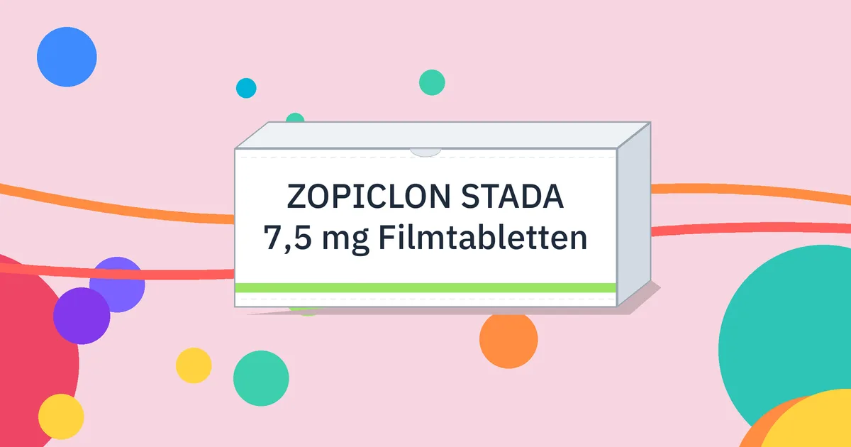 Symbolbild: Packung mit der Aufschrift ZOPICLON STADA 7,5 mg Filmtabletten (PZN 00574528) – Verfügbarkeit und Bezug in Apotheken in Frankfurt am Main