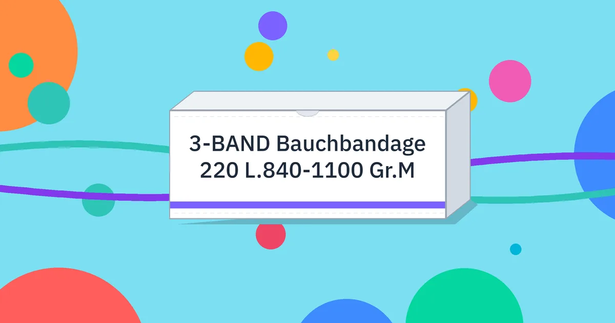 Symbolbild: Packung mit der Aufschrift 3-BAND Bauchbandage 220 L.840-1100 Gr.M (PZN 02903605) – Verfügbarkeit und Bezug in Apotheken in Frankfurt am Main