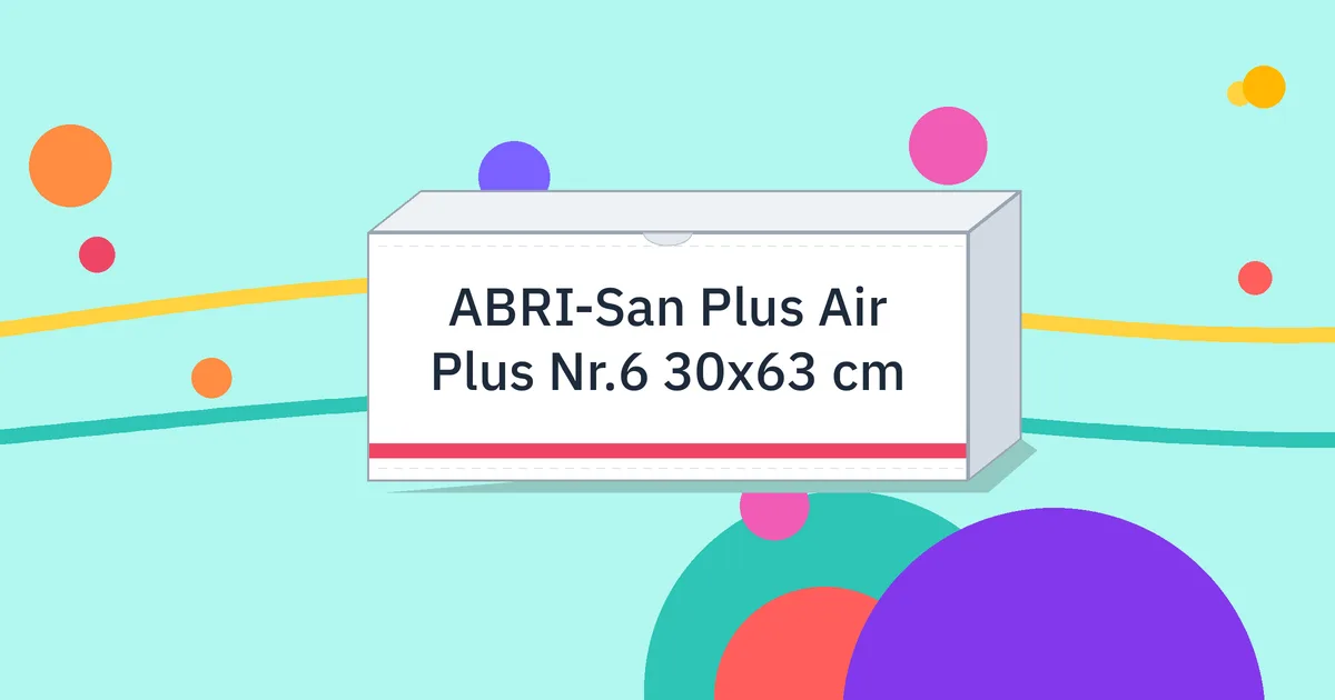 Symbolbild: Packung mit der Aufschrift ABRI-San Plus Air Plus Nr.6 30x63 cm (PZN 03560484) – Verfügbarkeit und Bezug in Apotheken in Frankfurt am Main
