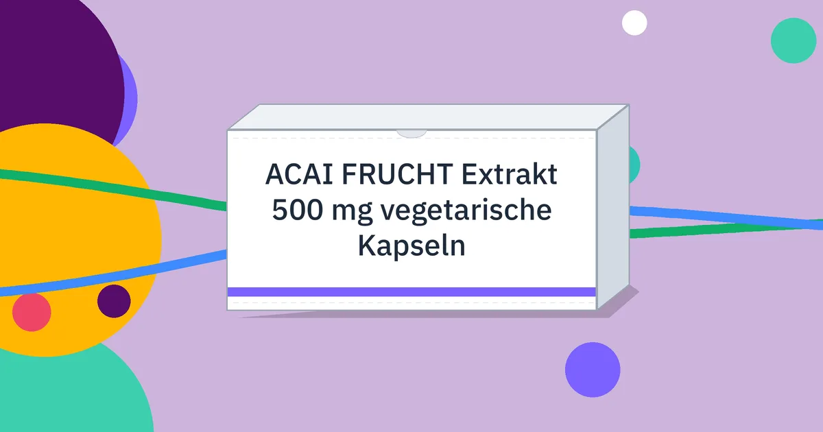 Symbolbild: Packung mit der Aufschrift ACAI FRUCHT Extrakt 500 mg vegetarische Kapseln (PZN 05526296) – Verfügbarkeit und Bezug in Apotheken in Frankfurt am Main