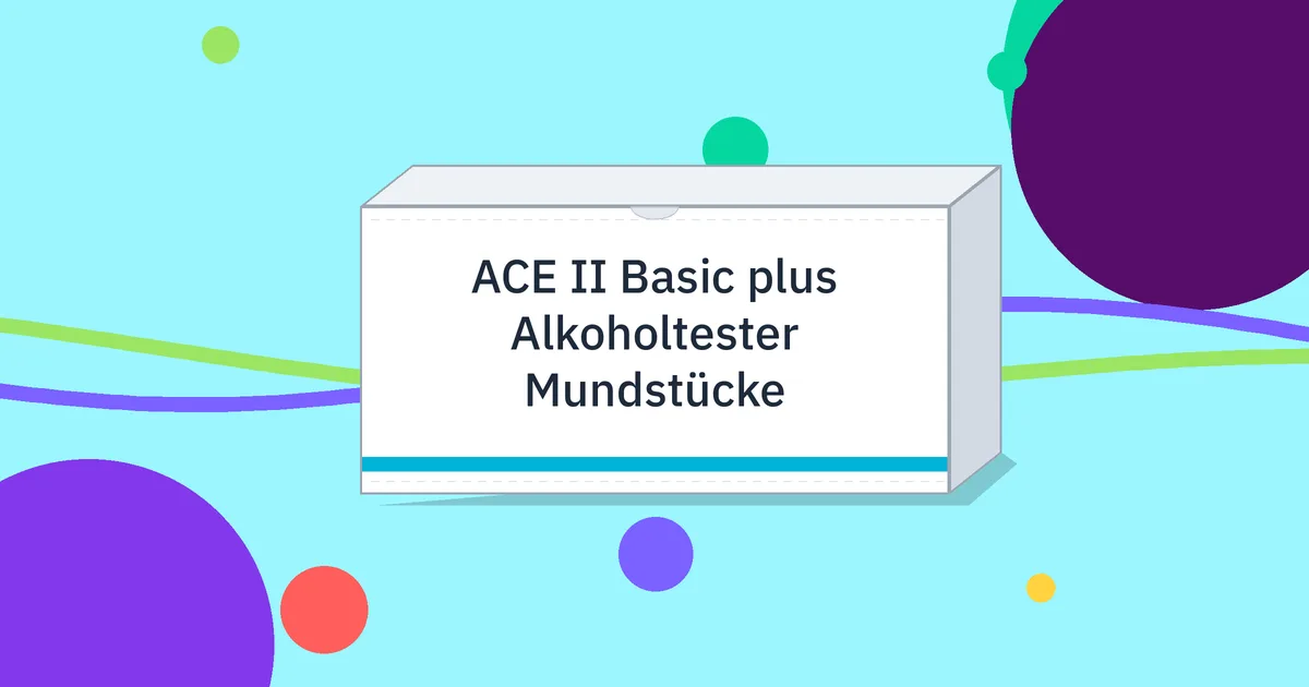 Symbolbild: Packung mit der Aufschrift ACE II Basic plus Alkoholtester Mundstücke (PZN 16326005) – Verfügbarkeit und Bezug in Apotheken in Frankfurt am Main