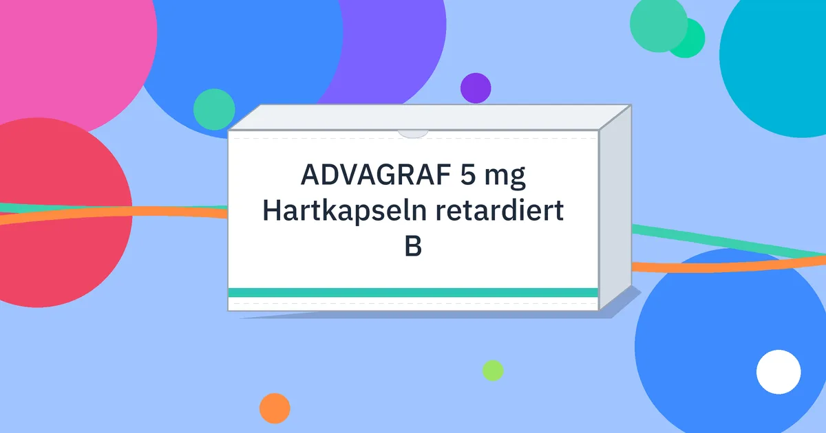 Symbolbild: Packung mit der Aufschrift ADVAGRAF 5 mg Hartkapseln retardiert B (PZN 05350615) – Verfügbarkeit und Bezug in Apotheken in Frankfurt am Main