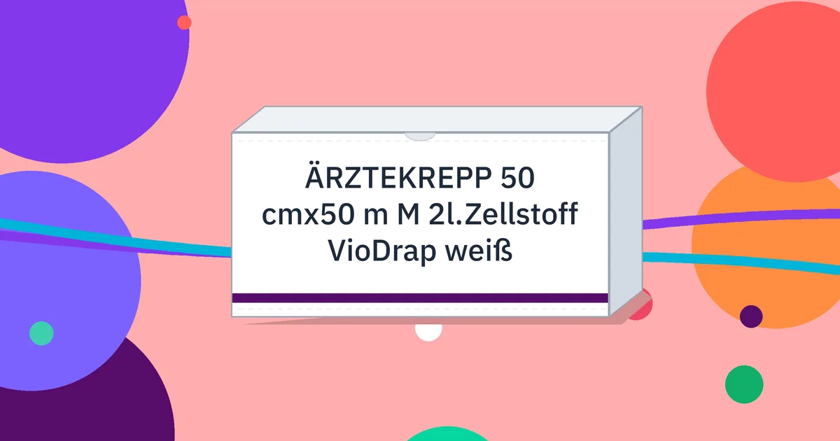Symbolbild: Packung mit der Aufschrift ÄRZTEKREPP 50 cmx50 m M 2l.Zellstoff VioDrap weiß (PZN 16667717) – Verfügbarkeit und Bezug in Apotheken in Frankfurt am Main