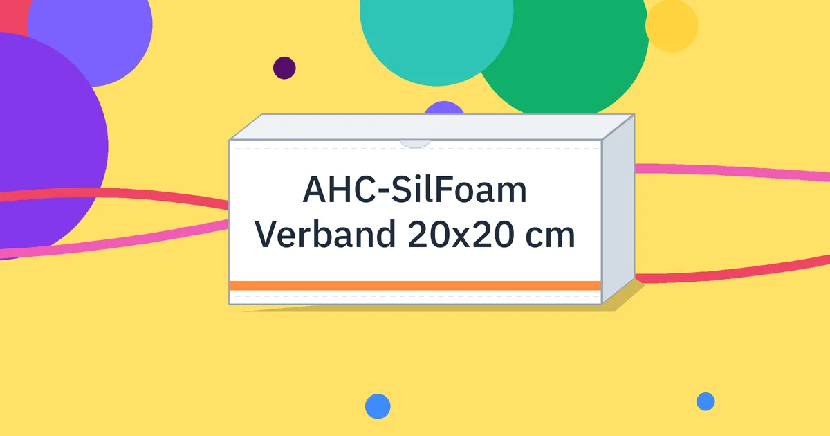 Symbolbild: Packung mit der Aufschrift AHC-SilFoam Verband 20x20 cm (PZN 18733890) – Verfügbarkeit und Bezug in Apotheken in Frankfurt am Main