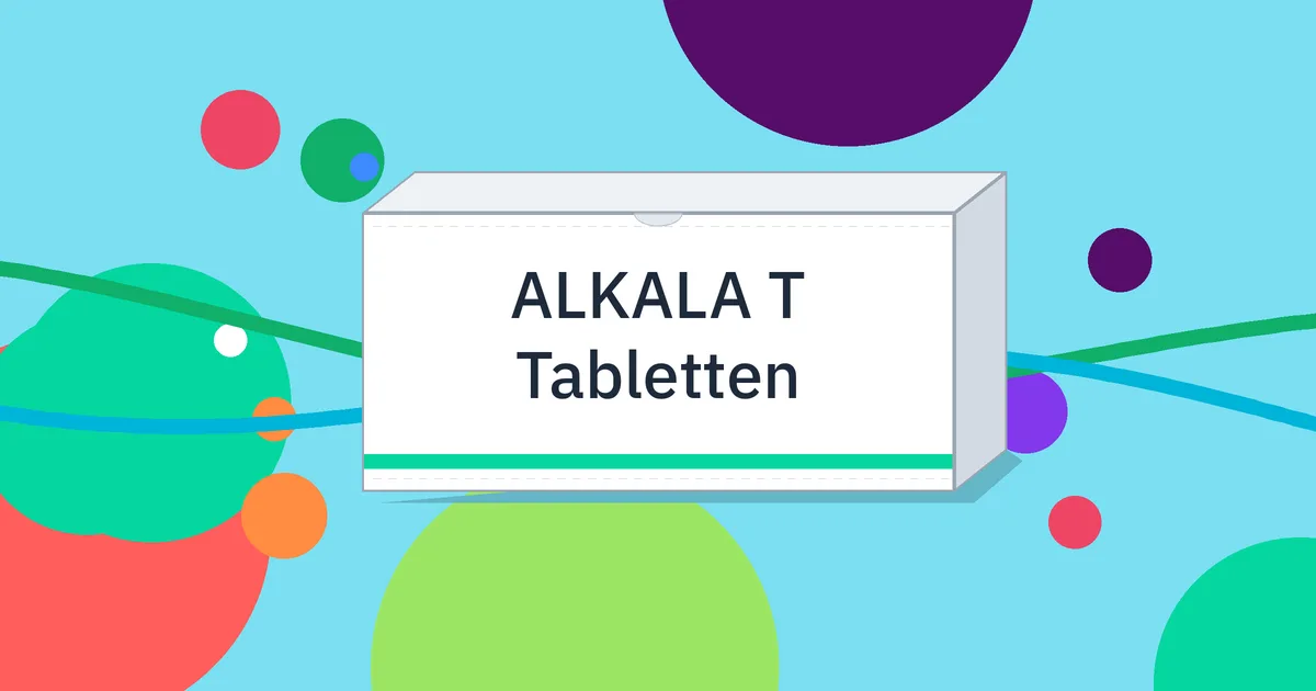 Symbolbild: Packung mit der Aufschrift ALKALA T Tabletten (PZN 04868600) – Verfügbarkeit und Bezug in Apotheken in Frankfurt am Main