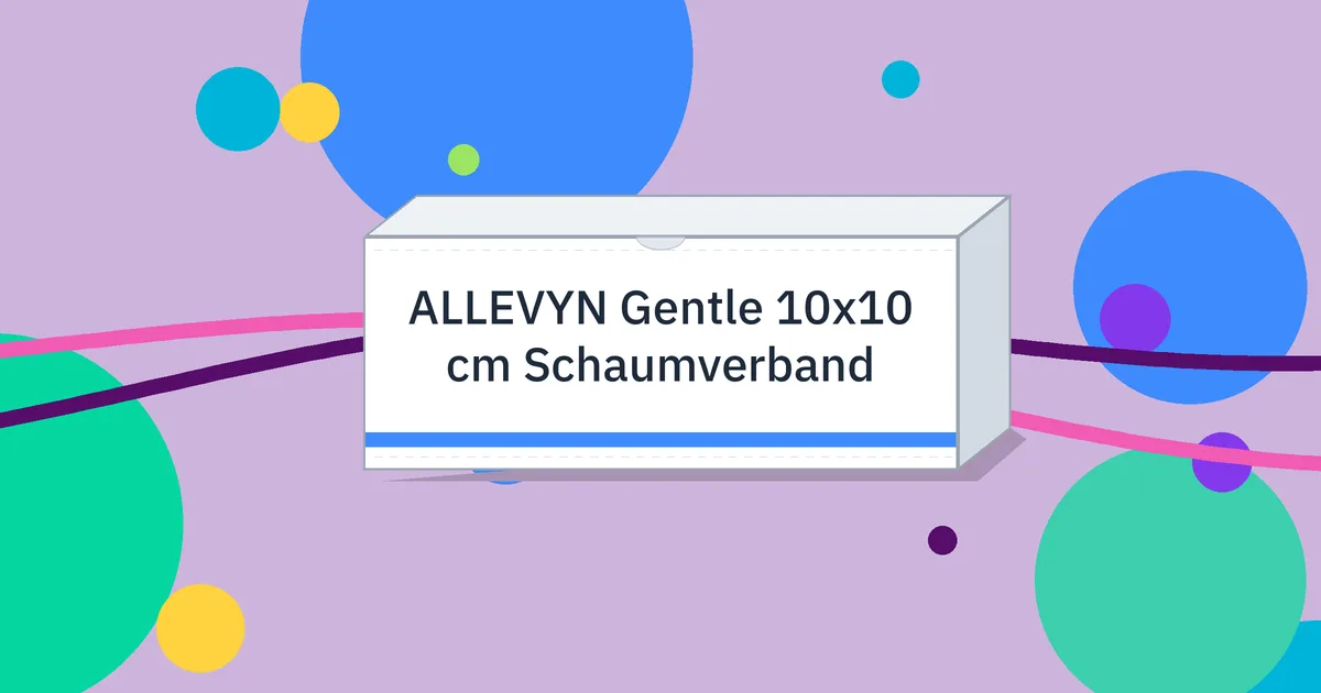 Symbolbild: Packung mit der Aufschrift ALLEVYN Gentle 10x10 cm Schaumverband (PZN 18320082) – Verfügbarkeit und Bezug in Apotheken in Frankfurt am Main