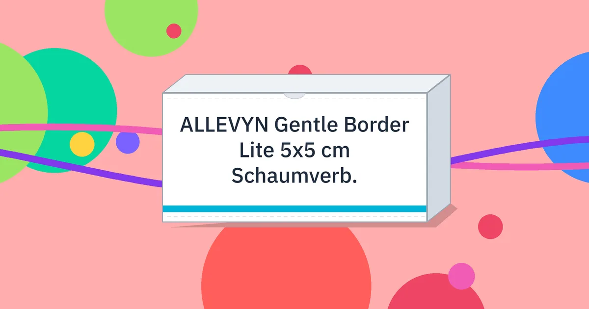 Symbolbild: Packung mit der Aufschrift ALLEVYN Gentle Border Lite 5x5 cm Schaumverb. (PZN 17511963) – Verfügbarkeit und Bezug in Apotheken in Frankfurt am Main