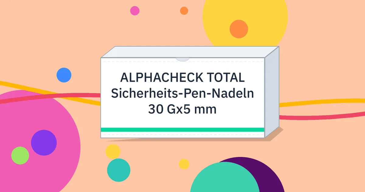 Symbolbild: Packung mit der Aufschrift ALPHACHECK TOTAL Sicherheits-Pen-Nadeln 30 Gx5 mm (PZN 16840245) – Verfügbarkeit und Bezug in Apotheken in Frankfurt am Main