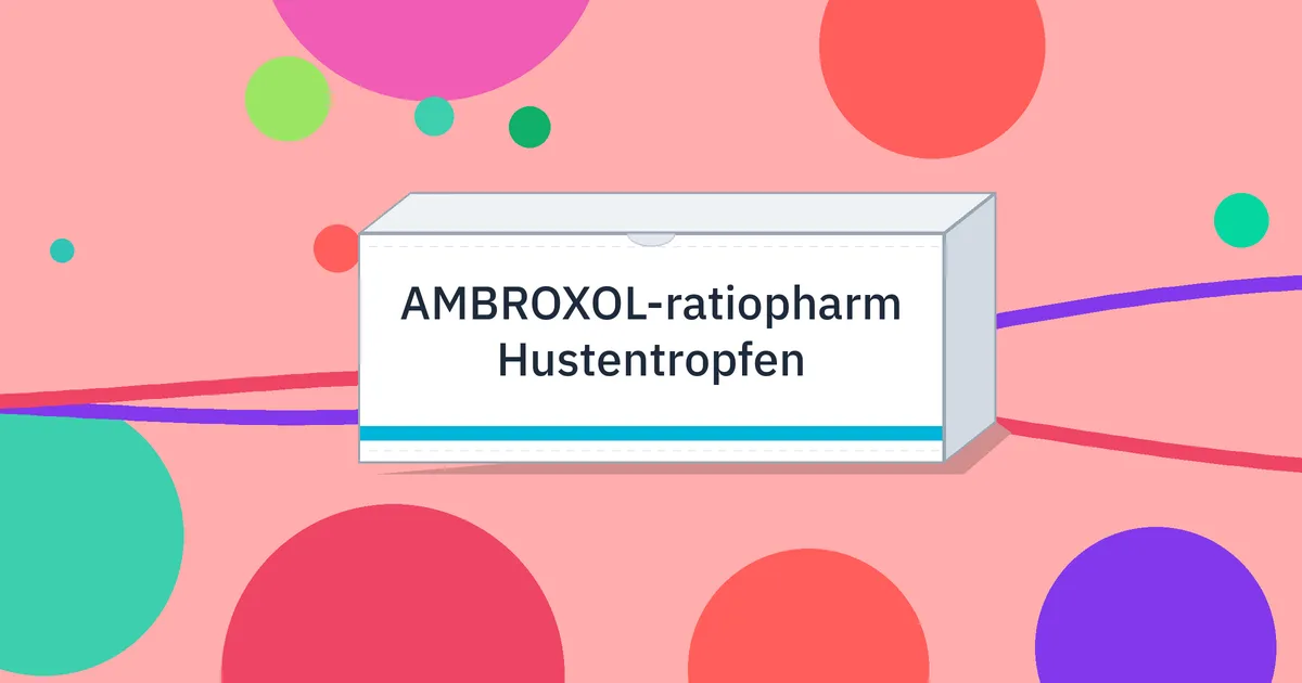 Symbolbild: Packung mit der Aufschrift AMBROXOL-ratiopharm Hustentropfen (PZN 00563097) – Verfügbarkeit und Bezug in Apotheken in Frankfurt am Main