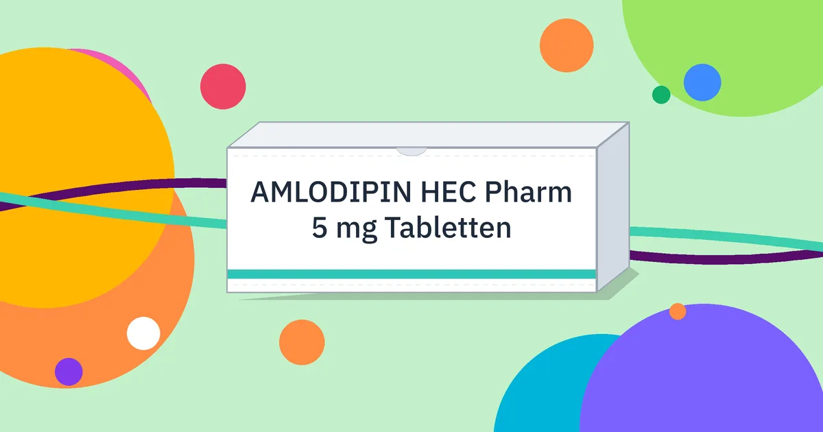 Symbolbild: Packung mit der Aufschrift AMLODIPIN HEC Pharm 5 mg Tabletten (PZN 11882629) – Verfügbarkeit und Bezug in Apotheken in Frankfurt am Main