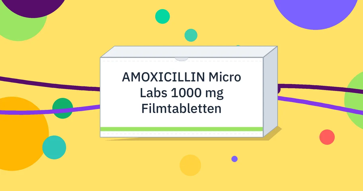 Symbolbild: Packung mit der Aufschrift AMOXICILLIN Micro Labs 1000 mg Filmtabletten (PZN 12725346) – Verfügbarkeit und Bezug in Apotheken in Frankfurt am Main