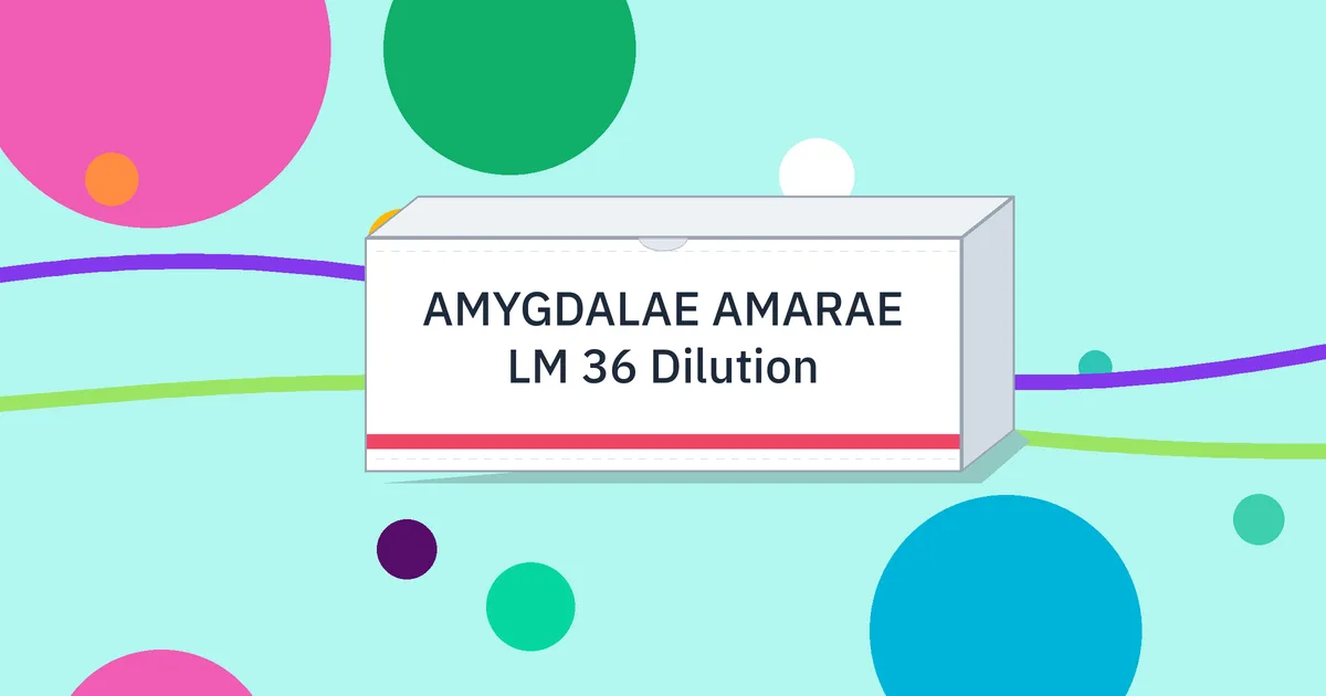Symbolbild: Packung mit der Aufschrift AMYGDALAE AMARAE LM 36 Dilution (PZN 13325809) – Verfügbarkeit und Bezug in Apotheken in Frankfurt am Main