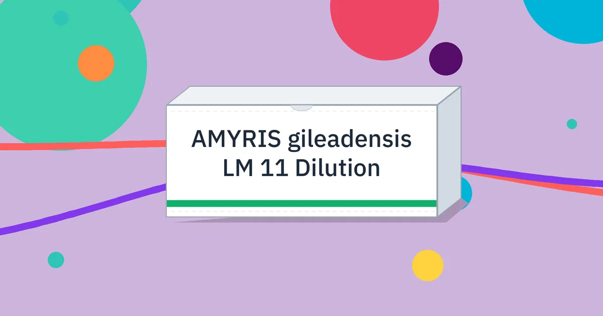 Symbolbild: Packung mit der Aufschrift AMYRIS gileadensis LM 11 Dilution (PZN 13326950) – Verfügbarkeit und Bezug in Apotheken in Frankfurt am Main