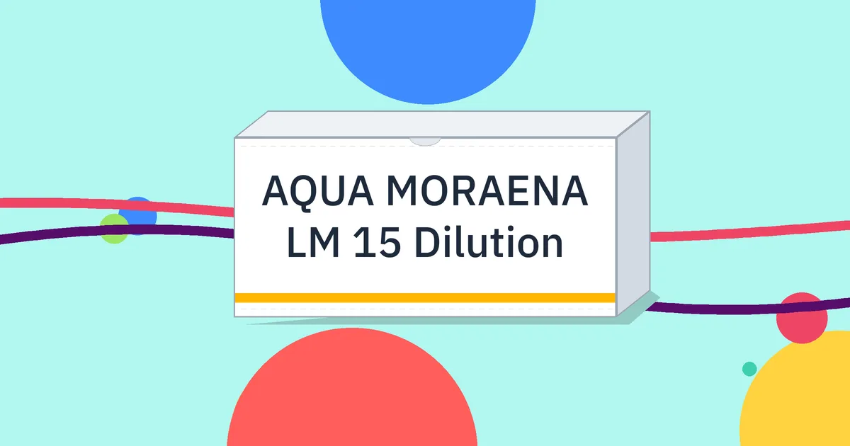 Symbolbild: Packung mit der Aufschrift AQUA MORAENA LM 15 Dilution (PZN 13755390) – Verfügbarkeit und Bezug in Apotheken in Frankfurt am Main