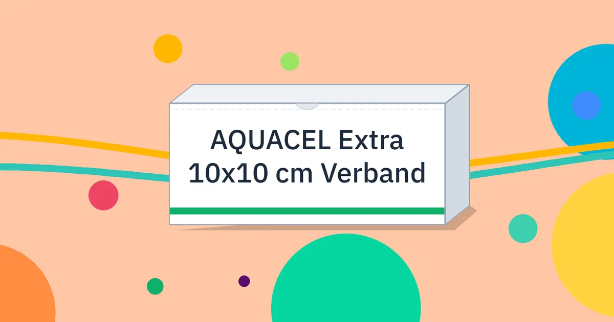 Symbolbild: Packung mit der Aufschrift AQUACEL Extra 10x10 cm Verband (PZN 10185495) – Verfügbarkeit und Bezug in Apotheken in Frankfurt am Main