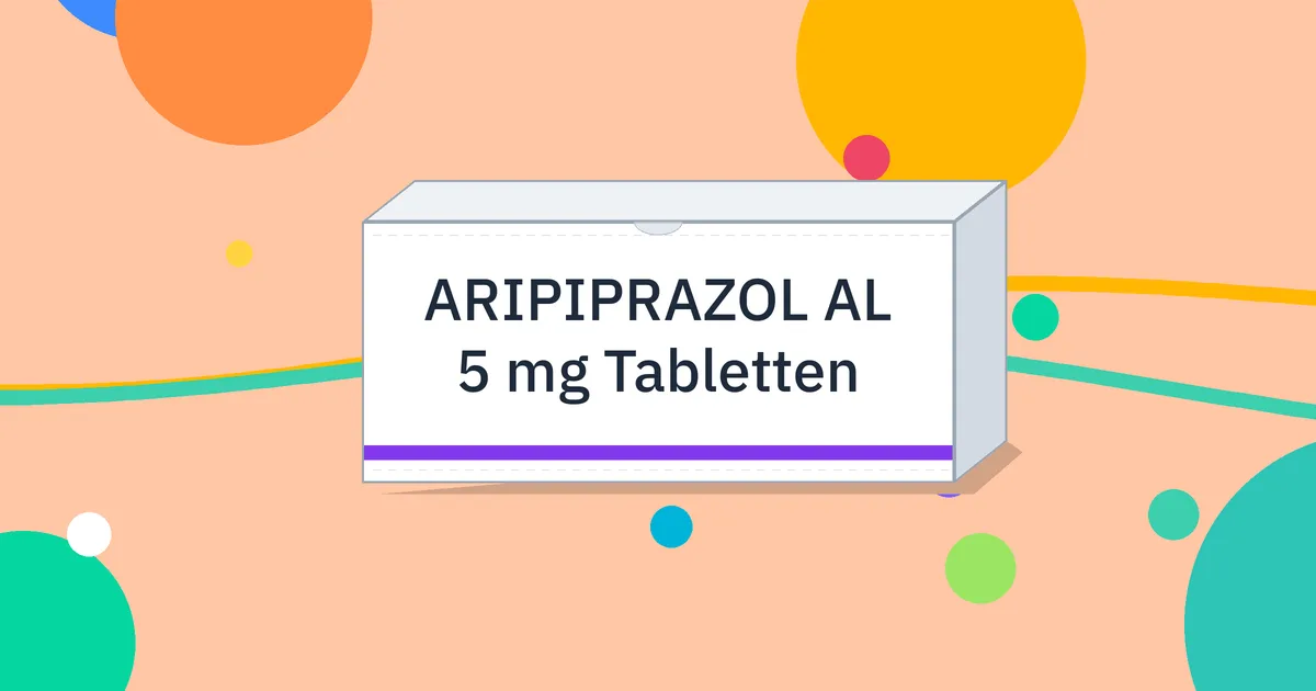 Symbolbild: Packung mit der Aufschrift ARIPIPRAZOL AL 5 mg Tabletten (PZN 10994680) – Verfügbarkeit und Bezug in Apotheken in Frankfurt am Main