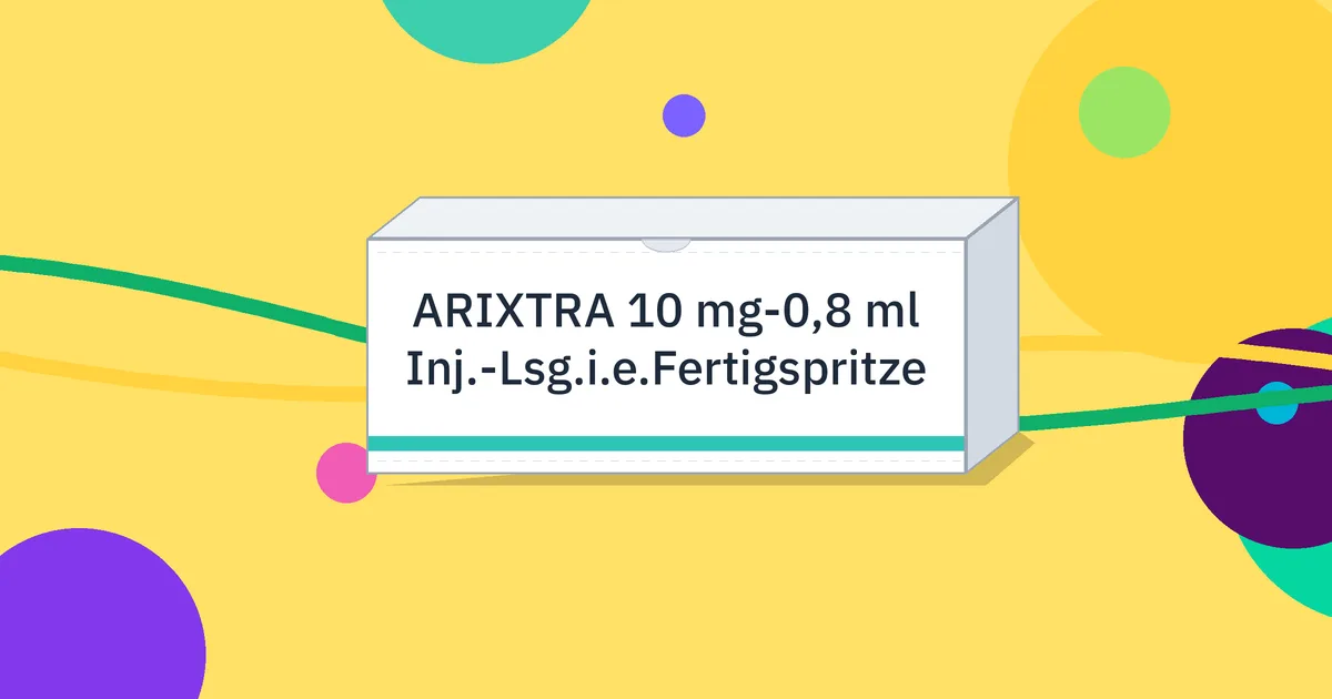 Symbolbild: Packung mit der Aufschrift ARIXTRA 10 mg-0,8 ml Inj.-Lsg.i.e.Fertigspritze (PZN 17367584) – Verfügbarkeit und Bezug in Apotheken in Frankfurt am Main