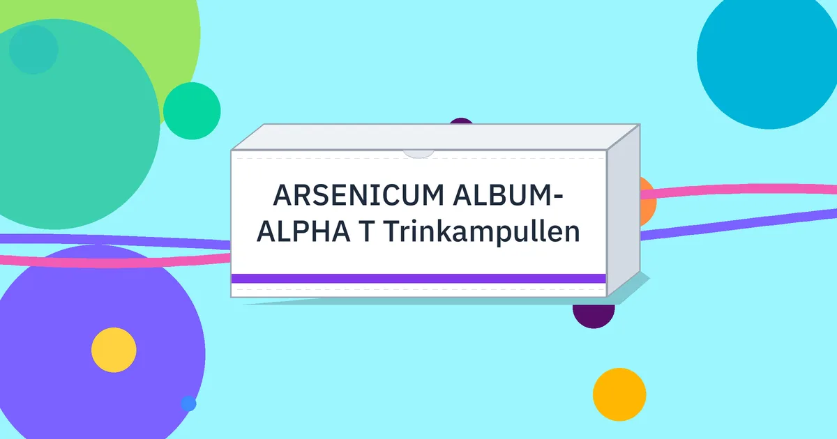 Symbolbild: Packung mit der Aufschrift ARSENICUM ALBUM-ALPHA T Trinkampullen (PZN 10227851) – Verfügbarkeit und Bezug in Apotheken in Frankfurt am Main