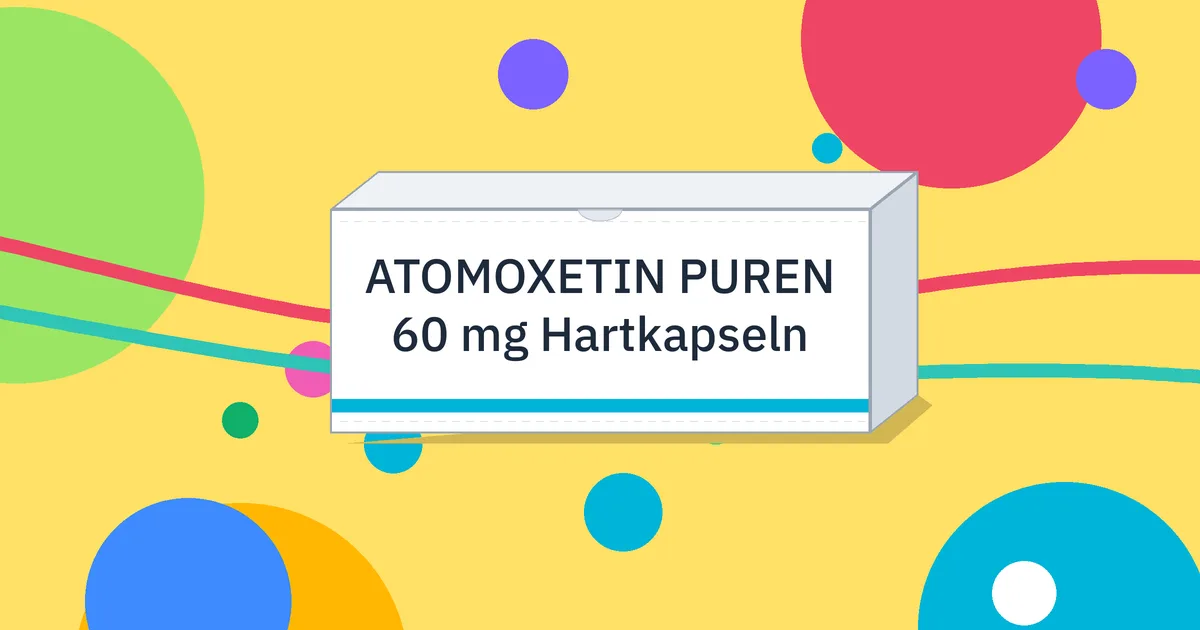 Symbolbild: Packung mit der Aufschrift ATOMOXETIN PUREN 60 mg Hartkapseln (PZN 14375726) – Verfügbarkeit und Bezug in Apotheken in Frankfurt am Main