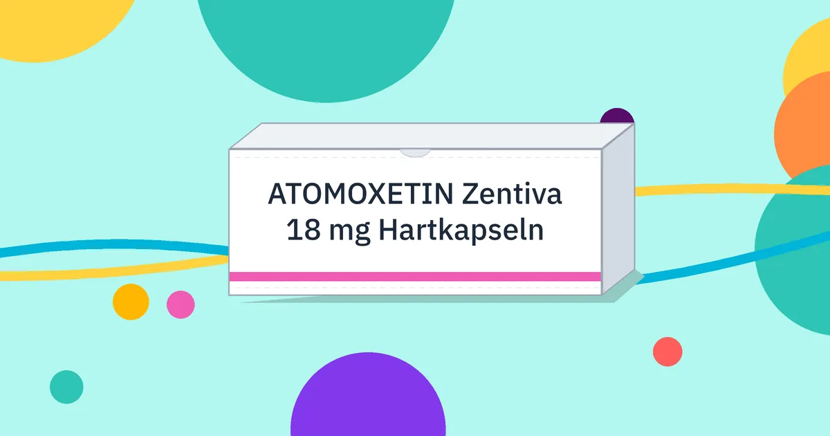 Symbolbild: Packung mit der Aufschrift ATOMOXETIN Zentiva 18 mg Hartkapseln (PZN 14313412) – Verfügbarkeit und Bezug in Apotheken in Frankfurt am Main