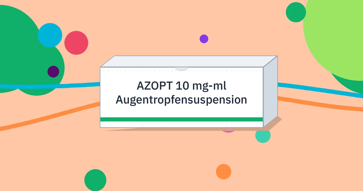 Symbolbild: Packung mit der Aufschrift AZOPT 10 mg-ml Augentropfensuspension (PZN 06455569) – Verfügbarkeit und Bezug in Apotheken in Frankfurt am Main