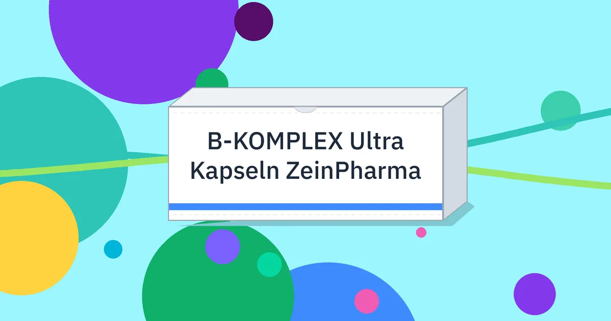Symbolbild: Packung mit der Aufschrift B-KOMPLEX Ultra Kapseln ZeinPharma (PZN 19460201) – Verfügbarkeit und Bezug in Apotheken in Frankfurt am Main