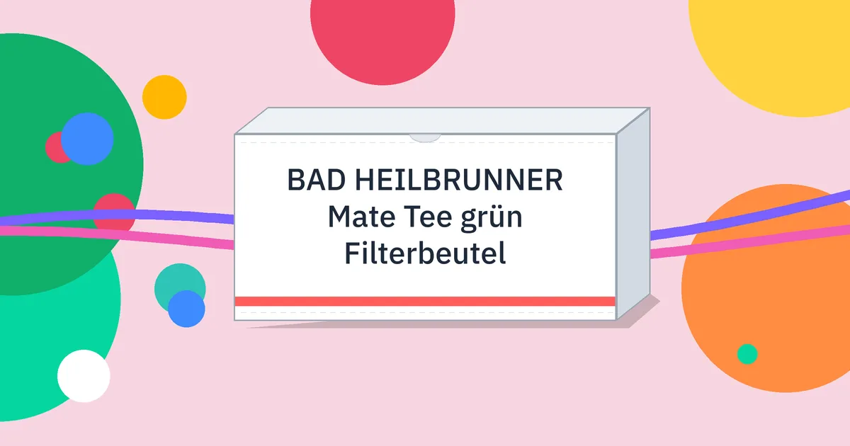 Symbolbild: Packung mit der Aufschrift BAD HEILBRUNNER Mate Tee grün Filterbeutel (PZN 03642207) – Verfügbarkeit und Bezug in Apotheken in Frankfurt am Main