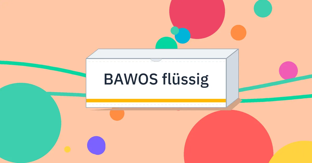 Symbolbild: Packung mit der Aufschrift BAWOS flüssig (PZN 02145398) – Verfügbarkeit und Bezug in Apotheken in Frankfurt am Main