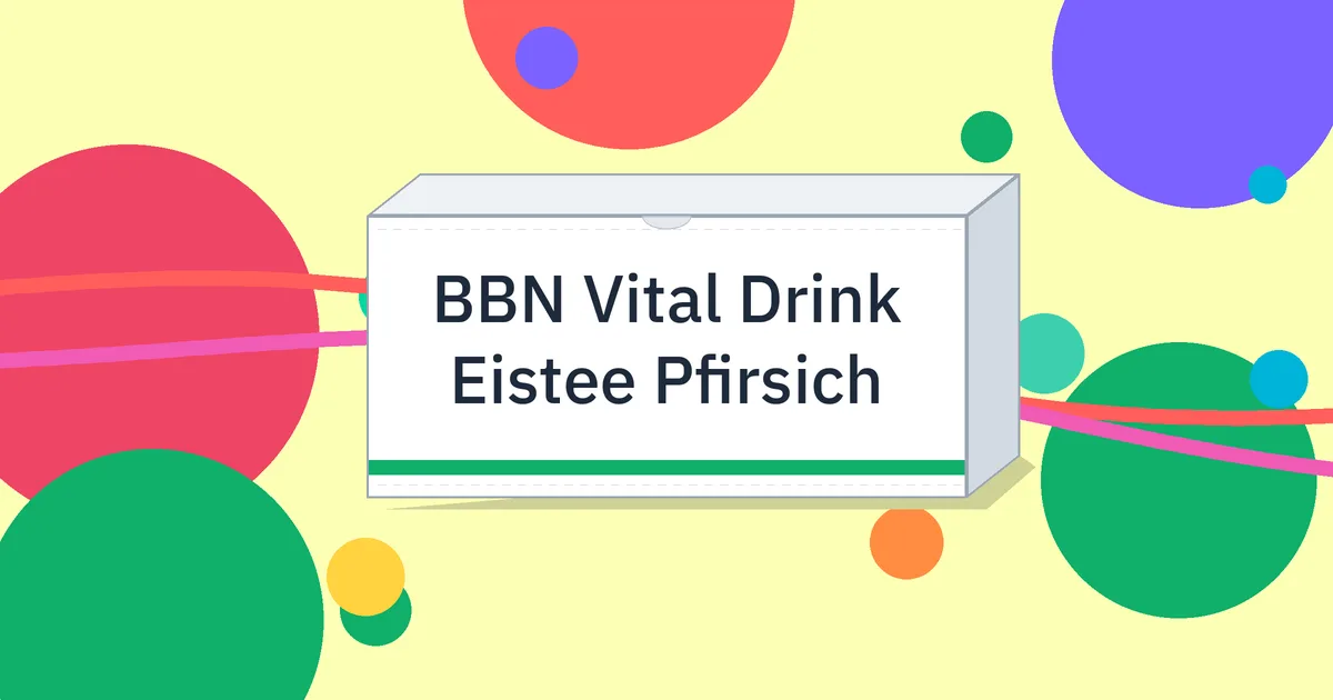 Symbolbild: Packung mit der Aufschrift BBN Vital Drink Eistee Pfirsich (PZN 17614031) – Verfügbarkeit und Bezug in Apotheken in Frankfurt am Main