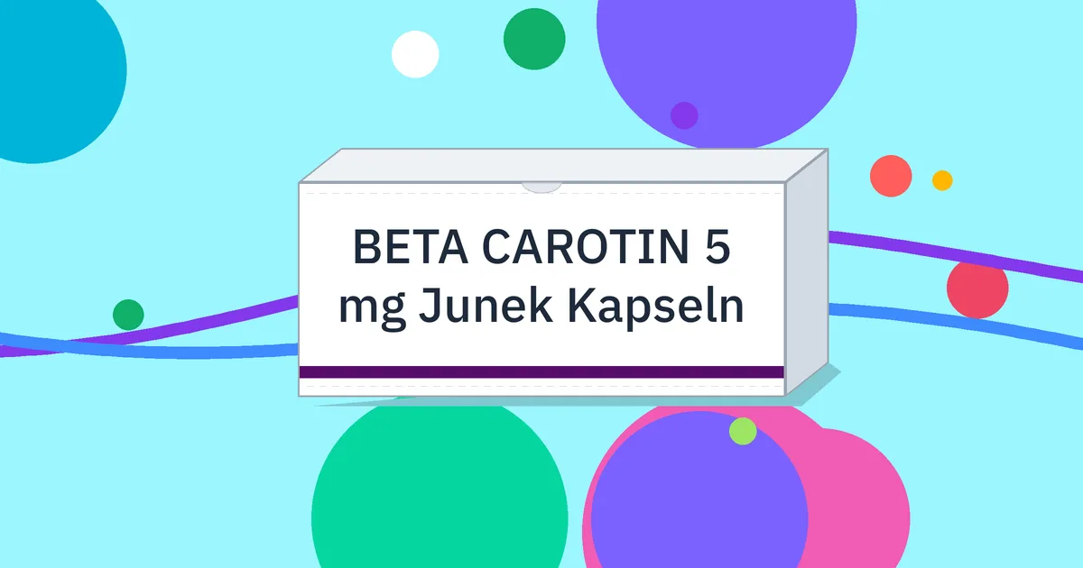 Symbolbild: Packung mit der Aufschrift BETA CAROTIN 5 mg Junek Kapseln (PZN 07085672) – Verfügbarkeit und Bezug in Apotheken in Frankfurt am Main