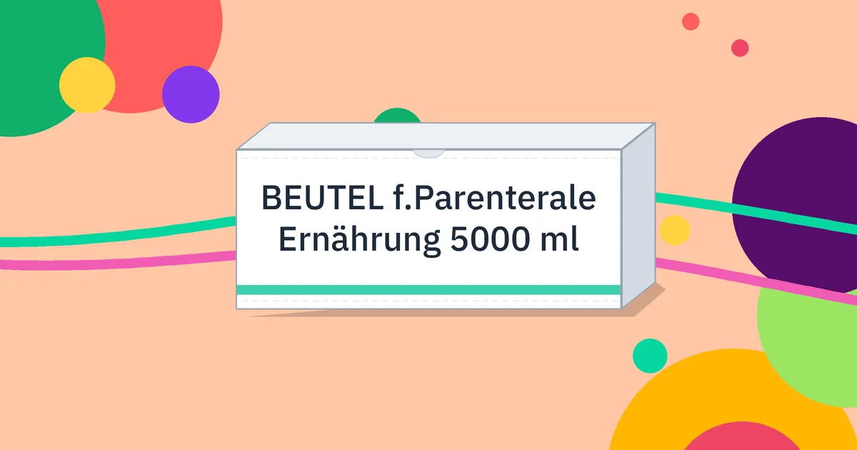 Symbolbild: Packung mit der Aufschrift BEUTEL f.Parenterale Ernährung 5000 ml (PZN 07331763) – Verfügbarkeit und Bezug in Apotheken in Frankfurt am Main