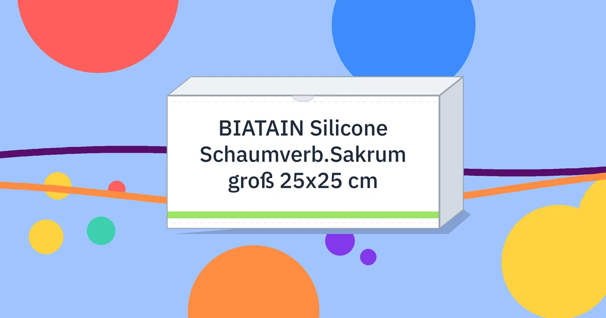 Symbolbild: Packung mit der Aufschrift BIATAIN Silicone Schaumverb.Sakrum groß 25x25 cm (PZN 18122809) – Verfügbarkeit und Bezug in Apotheken in Frankfurt am Main