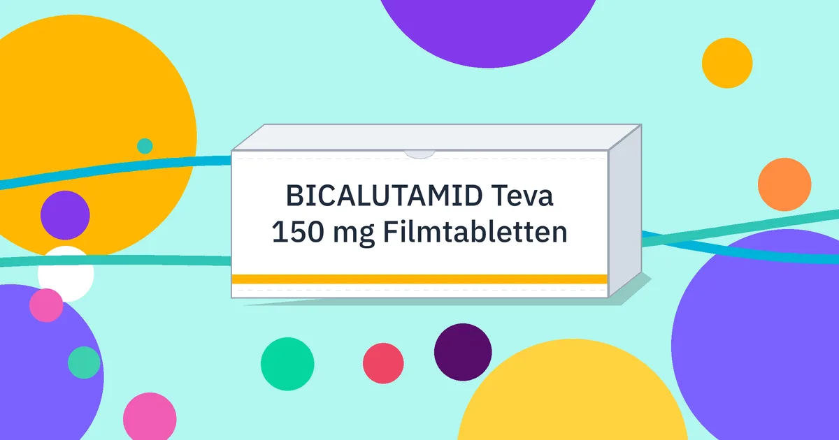 Symbolbild: Packung mit der Aufschrift BICALUTAMID Teva 150 mg Filmtabletten (PZN 18138383) – Verfügbarkeit und Bezug in Apotheken in Frankfurt am Main