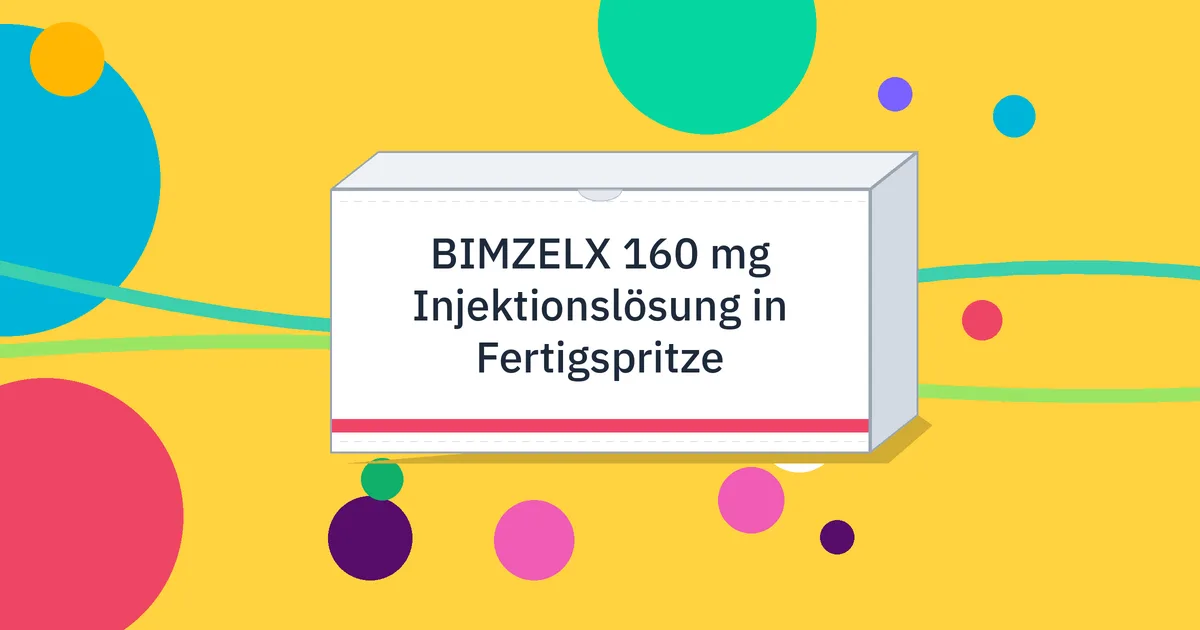 Symbolbild: Packung mit der Aufschrift BIMZELX 160 mg Injektionslösung in Fertigspritze (PZN 18709130) – Verfügbarkeit und Bezug in Apotheken in Frankfurt am Main