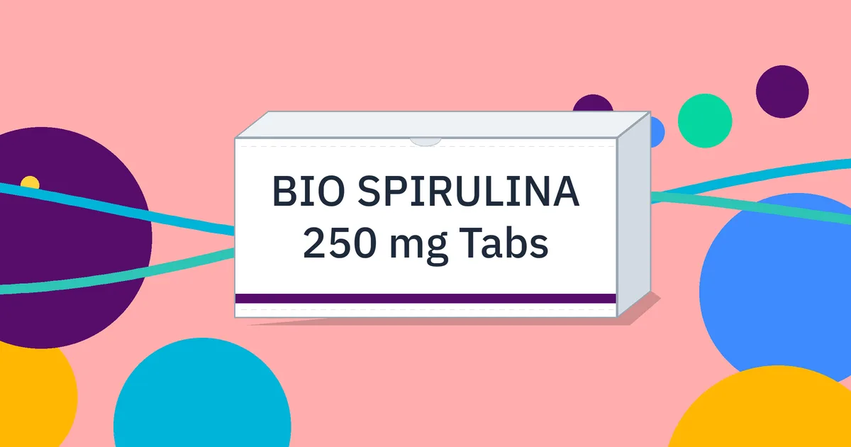 Symbolbild: Packung mit der Aufschrift BIO SPIRULINA 250 mg Tabs (PZN 06485866) – Verfügbarkeit und Bezug in Apotheken in Frankfurt am Main