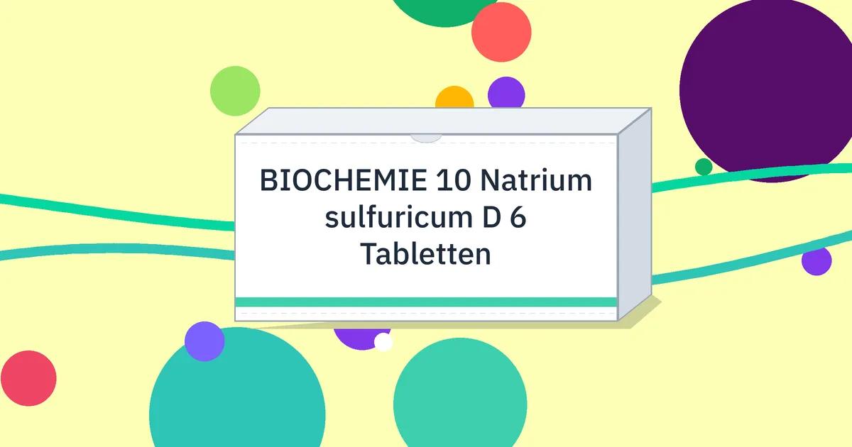 Symbolbild: Packung mit der Aufschrift BIOCHEMIE 10 Natrium sulfuricum D 6 Tabletten (PZN 03886671) – Verfügbarkeit und Bezug in Apotheken in Frankfurt am Main