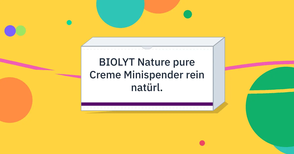 Symbolbild: Packung mit der Aufschrift BIOLYT Nature pure Creme Minispender rein natürl. (PZN 11299901) – Verfügbarkeit und Bezug in Apotheken in Frankfurt am Main