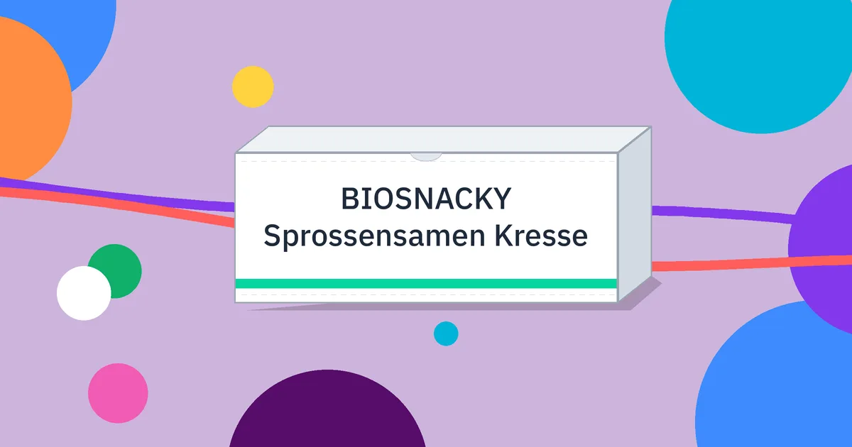 Symbolbild: Packung mit der Aufschrift BIOSNACKY Sprossensamen Kresse (PZN 02285805) – Verfügbarkeit und Bezug in Apotheken in Frankfurt am Main