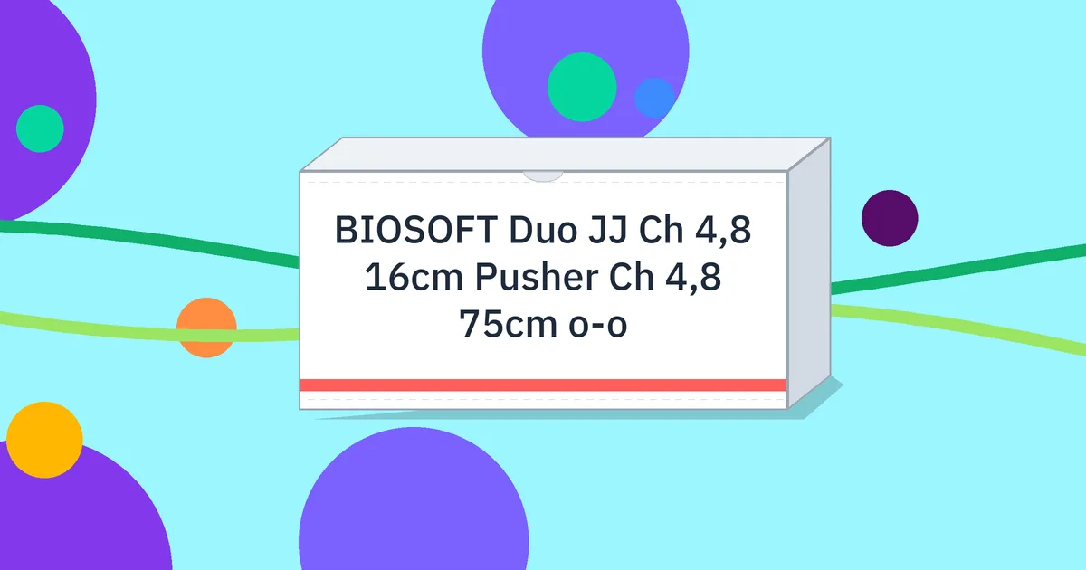 Symbolbild: Packung mit der Aufschrift BIOSOFT Duo JJ Ch 4,8 16cm Pusher Ch 4,8 75cm o-o (PZN 19672251) – Verfügbarkeit und Bezug in Apotheken in Frankfurt am Main