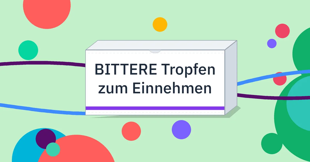 Symbolbild: Packung mit der Aufschrift BITTERE Tropfen zum Einnehmen (PZN 11366187) – Verfügbarkeit und Bezug in Apotheken in Frankfurt am Main