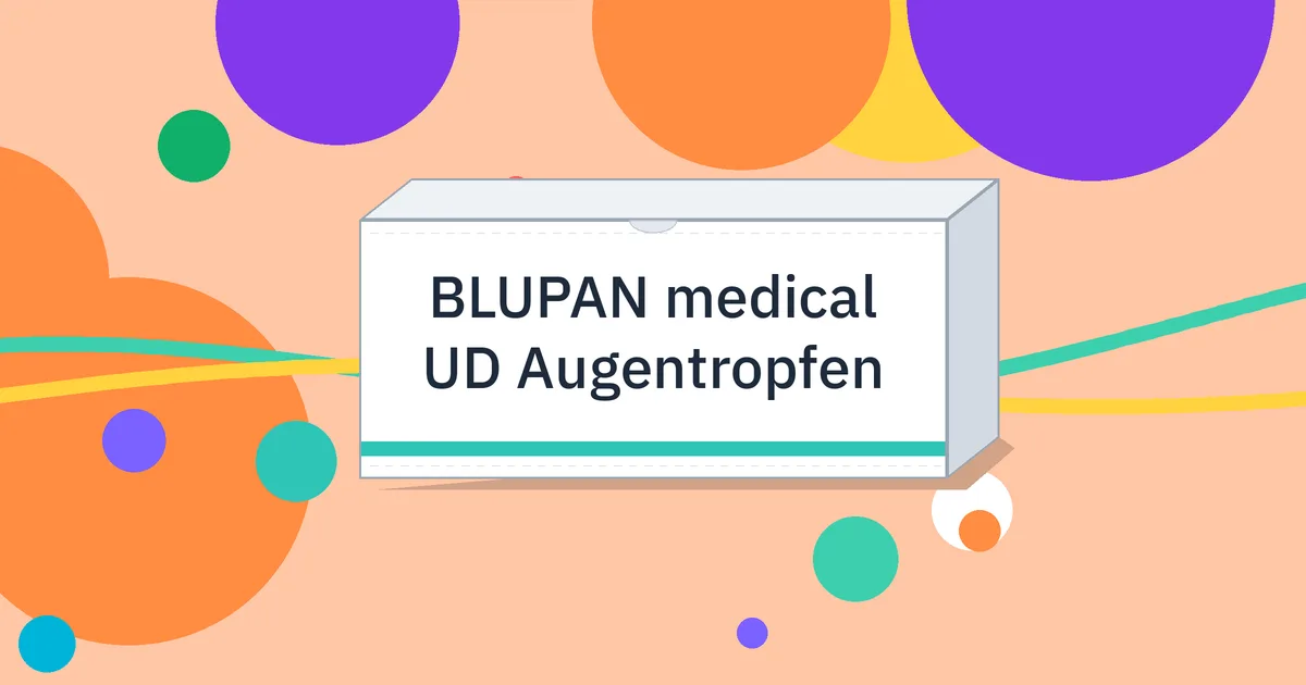 Symbolbild: Packung mit der Aufschrift BLUPAN medical UD Augentropfen (PZN 12415640) – Verfügbarkeit und Bezug in Apotheken in Frankfurt am Main